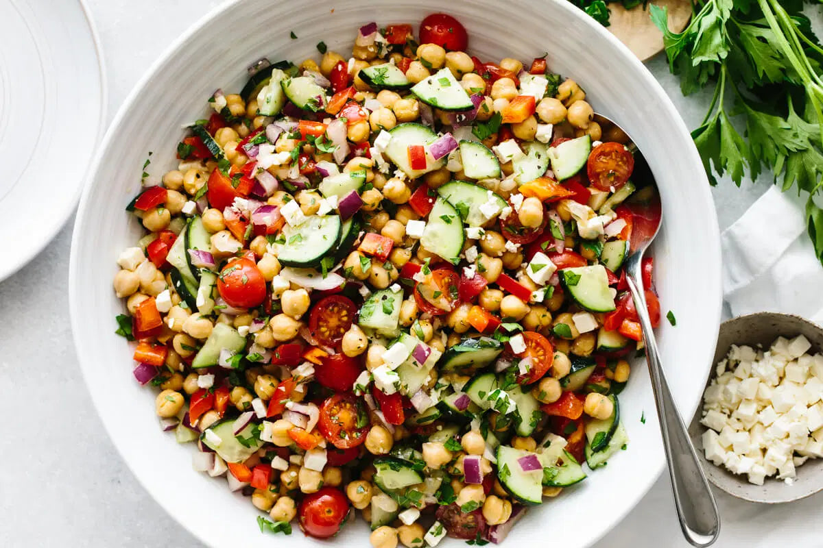 Mediterranean Chickpea Salad & Dressing - A Refreshing Summer Salad ...